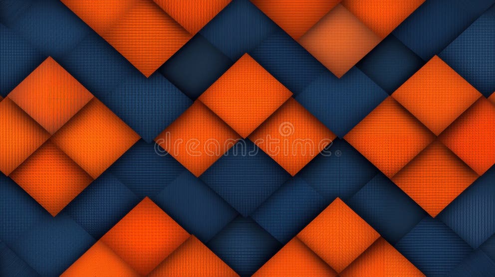 A Geometric Pattern of Orange and Blue Squares and Rectangles. Stock ...