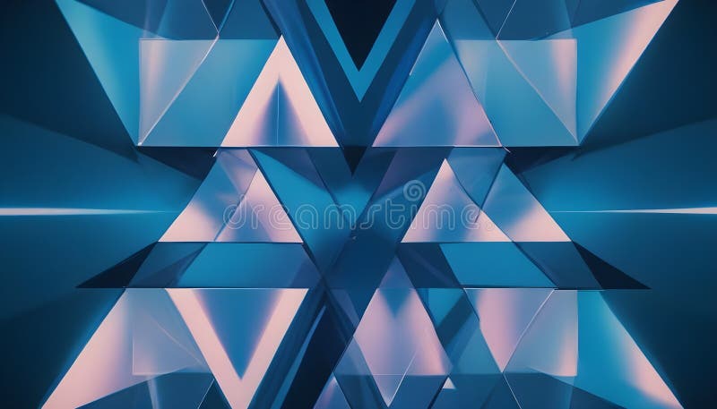 Geometric Pattern of Overlapping Blue Triangles with Glowing Edges ...