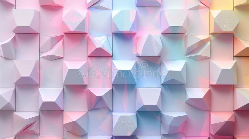 Geometric Pattern of Overlapping Textured Tiles in Soft Pastel Tones ...
