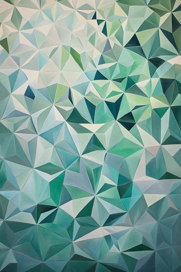 A Geometric Pattern of Overlapping Triangles in Shades of Green and ...
