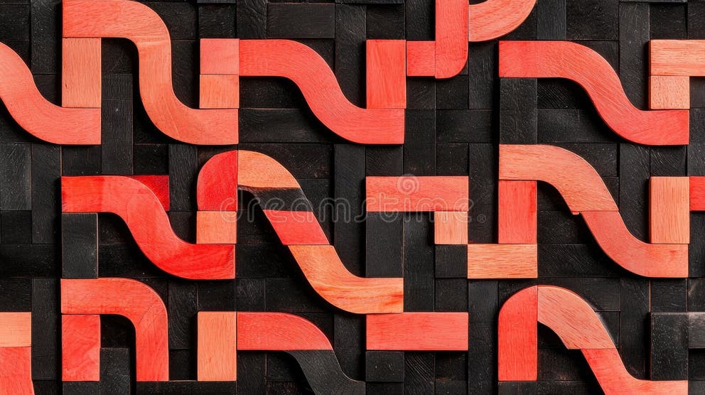 A Geometric Pattern of Overlapping Triangles in Shades of Red and Black ...