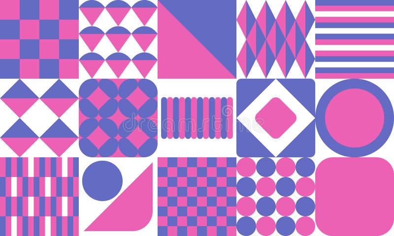 Geometric Pattern Pink Purple Squares Circles Triangles Background ...