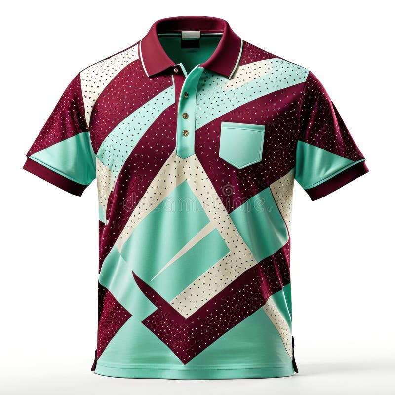 Geometric Pattern Polo Shirt Mockup. Stock Illustration - Illustration ...