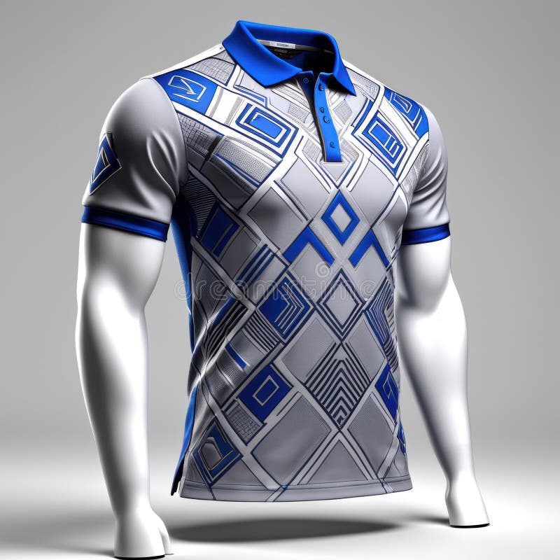 Geometric Pattern Polo Shirt Mockup. Stock Illustration - Illustration ...