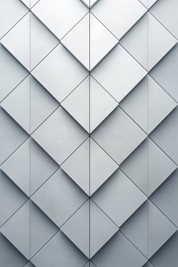 Geometric Pattern of Raised Diamond Shapes on a Light Gray Wall in a ...