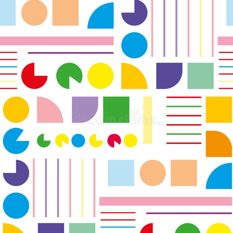 Geometric Pattern of Shapes of Circles and Squares, Lines on a ...