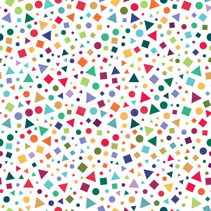 Geometric Pattern with Small Colorful Circles, Squares, and Triangles ...
