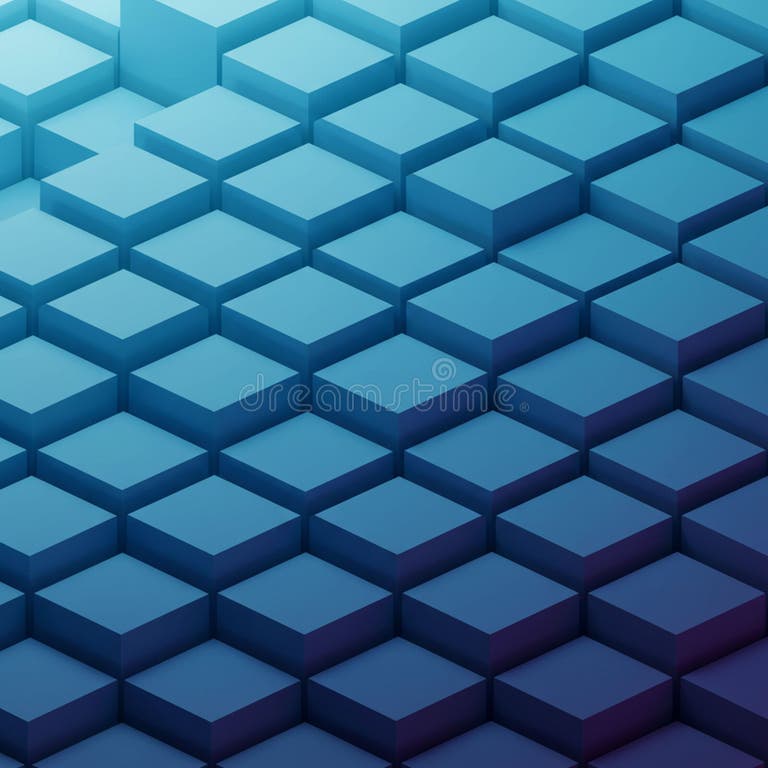 A Geometric Pattern of Stacked, Overlapping Cubes in Shades of Blue ...
