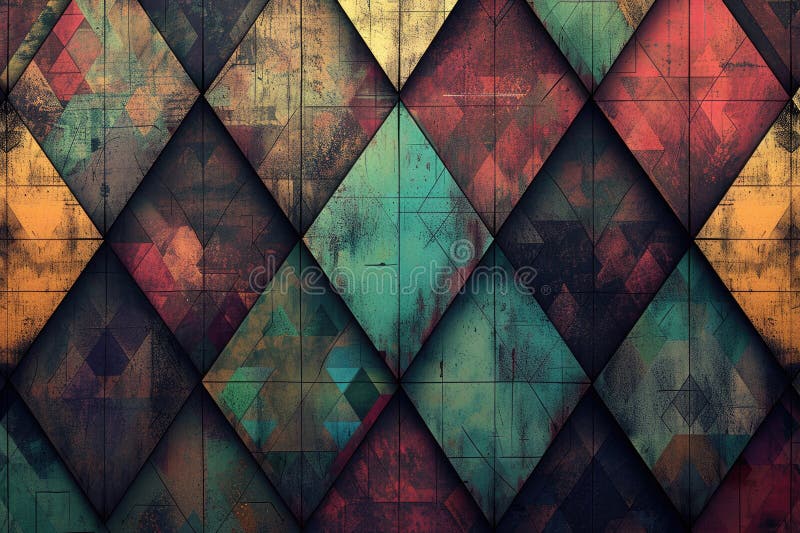 Abstract Geometric Diamond Pattern Background, Dark Tones, Grunge ...
