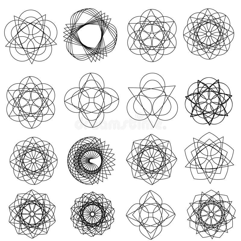 Geometric Pattern Symmetry Set Stock Illustration - Illustration of ...