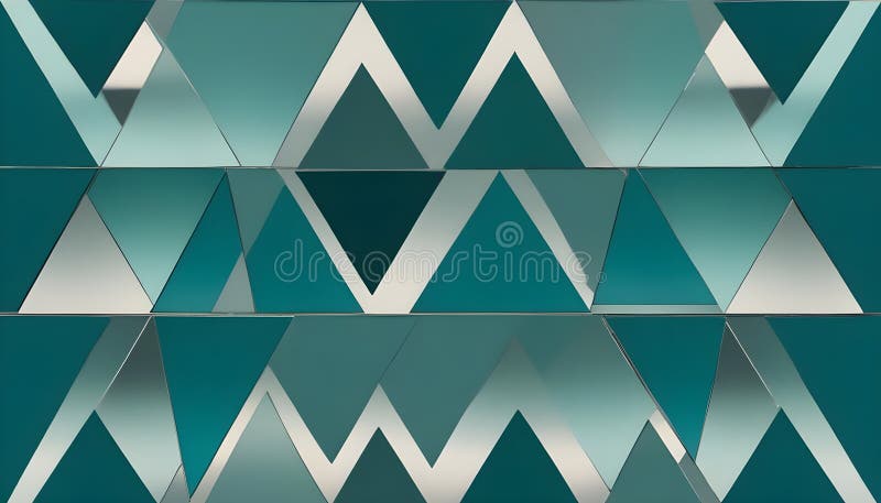 A Geometric Pattern of Teal, White, and Grey Triangles Creates a Modern ...