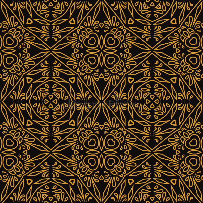 Thai Yellow Gold Filigree Decoration Seamless Pattern Gift Wrap ...