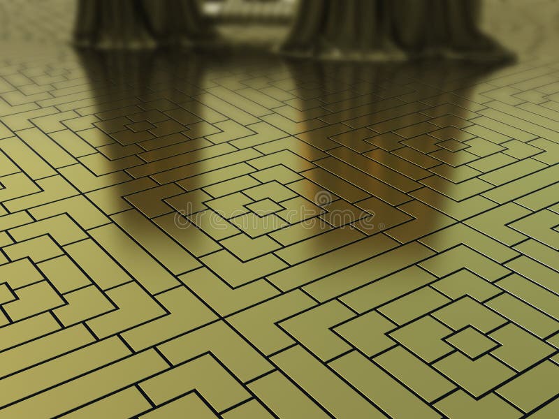 Geometric Pattern Tile Floor in Gold Stock Illustration - Illustration ...