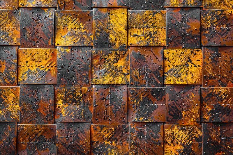 Geometric Pattern of Tiles with Alternating Orange and Black Squares ...