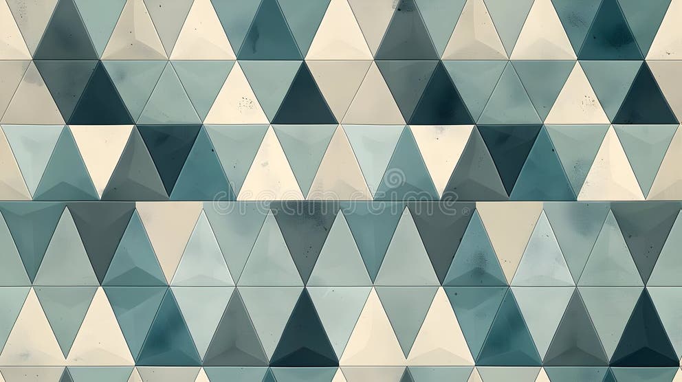 Geometric Pattern of Triangular Tiles in Shades of Blue and Cream Stock ...