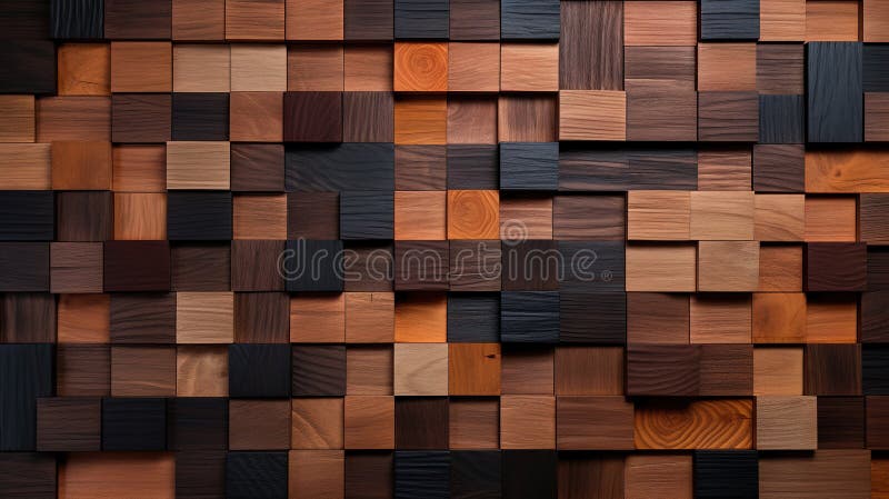 Geometric Pattern of Uneven Wooden Cubes Creates Abstract Wall Texture ...