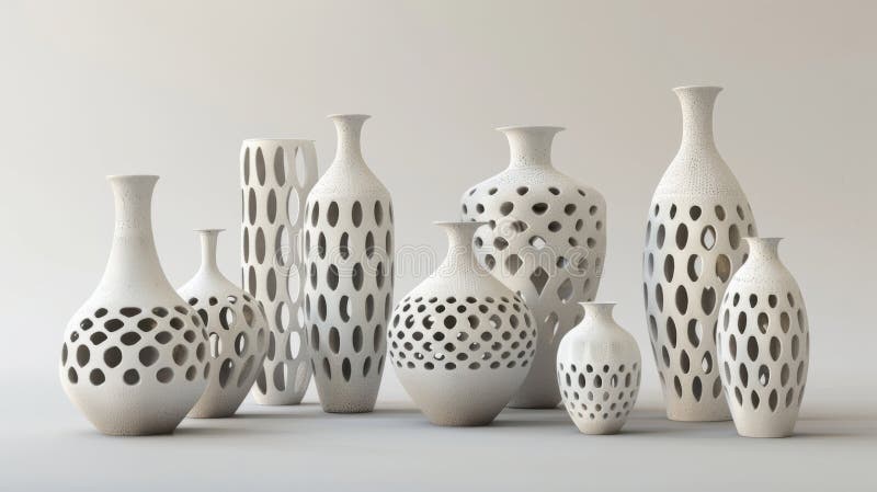 Geometric Pattern Vase Collection Stock Illustration - Illustration of ...