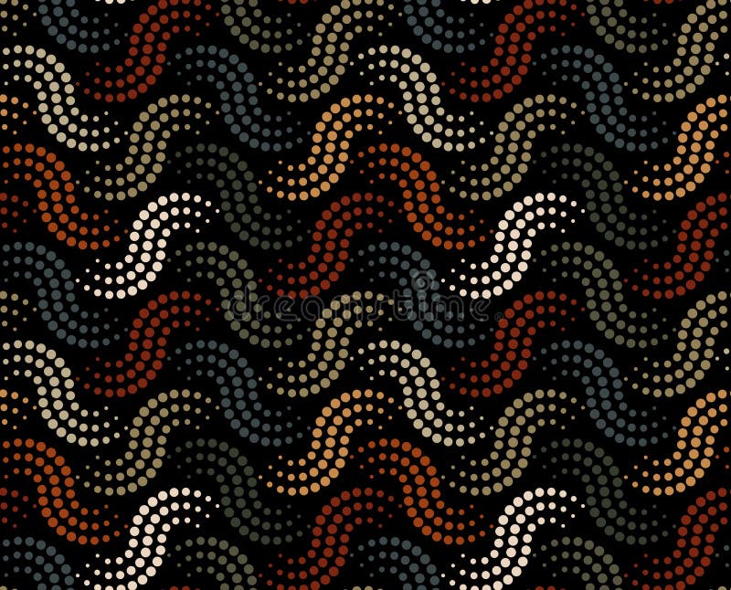 Geometric Pattern with Wavy Dotted Multicolored Lines on a Black ...