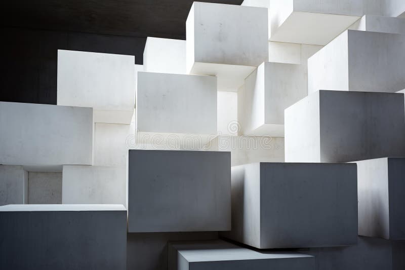 Abstract Architecture of Stacked Cubes with Light and Shadow Stock ...