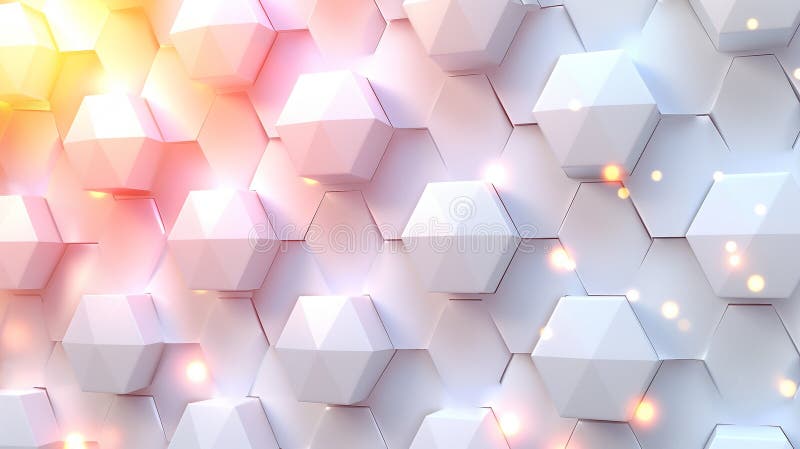 A Geometric Pattern of White Hexagonal Shapes with Soft, Colorful ...