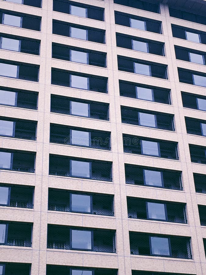 Geometric Pattern of Windows in Modern Japanese Skyscraper Stock Photo ...