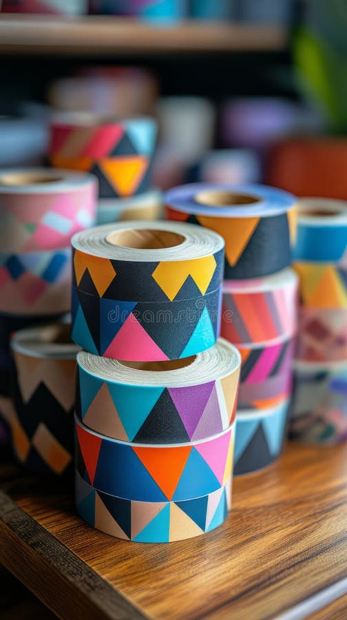 Geometric Patterned Adhesive Tape for Modern Crafts Stock Illustration ...