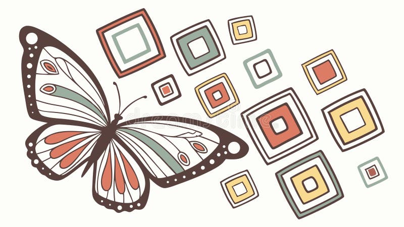 Geometric Patterned Butterfly Amidst Floating Squares, Nature Art ...