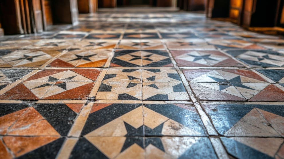 Geometric Patterned Tile Floor Interior Design Stock Illustration ...