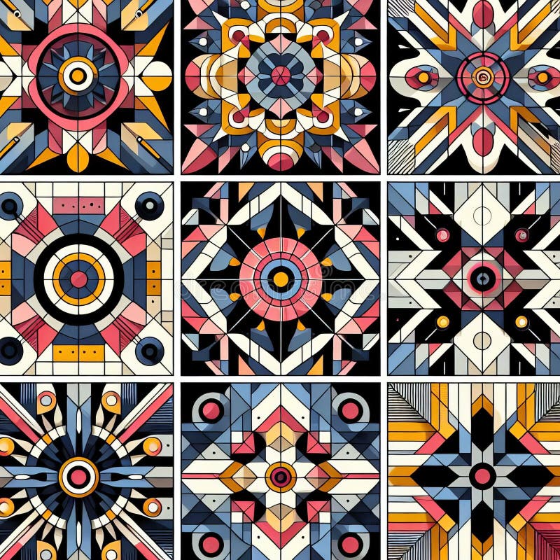 Geometric Patterns with Bold and Bright Shapes Stock Image - Image of ...