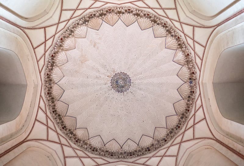 Geometric Patterns on the Ceiling of an Architectural Dome in Mughal ...