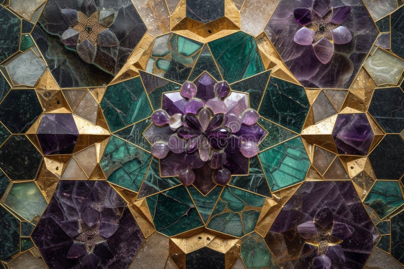 Geometric Patterns of Emerald and Amethyst, a Symphony of Opulent ...