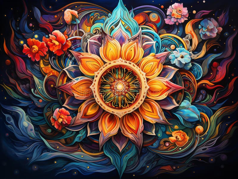 Geometric Patterns Floating in Outer Space Stock Illustration ...