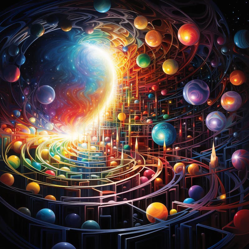 Geometric Patterns Floating in Outer Space Stock Illustration ...