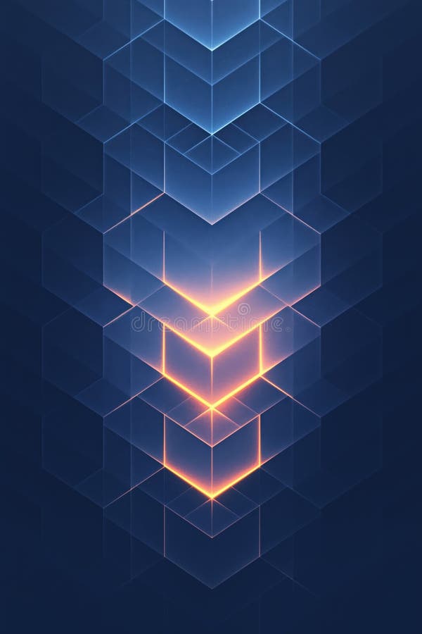 Geometric Patterns with Glowing Edges Create a Vibrant Design in Shades ...