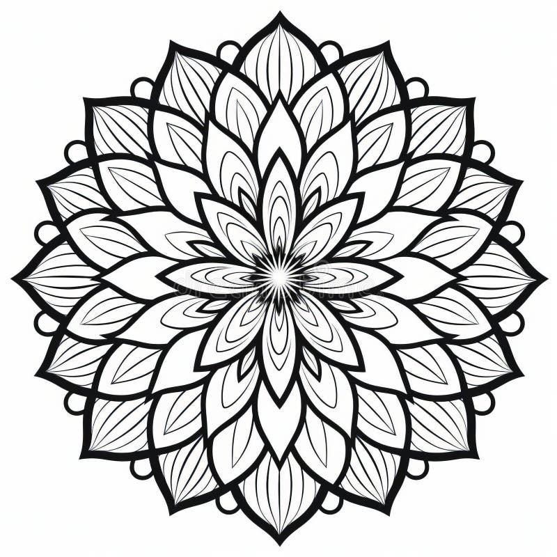 Geometric Patterns in Nature: Crisp Black and White Mandala Art Stock ...