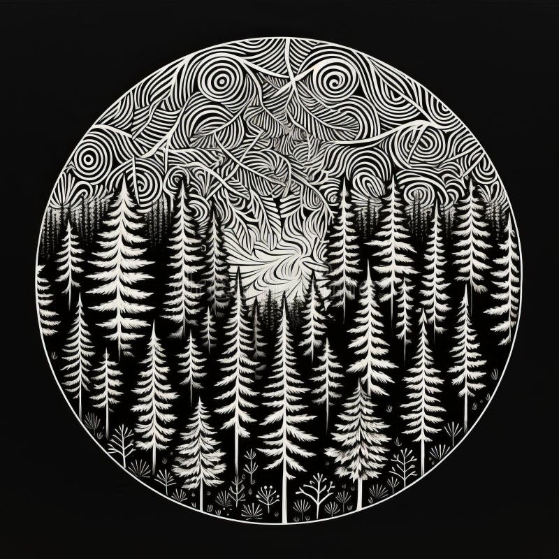 Geometric Patterns in Nature Inspired Black and White Mandala Stock ...