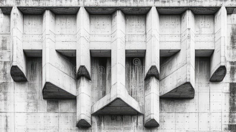 Geometric Patterns of Neo Brutalist Architecture on a Concrete Facade ...