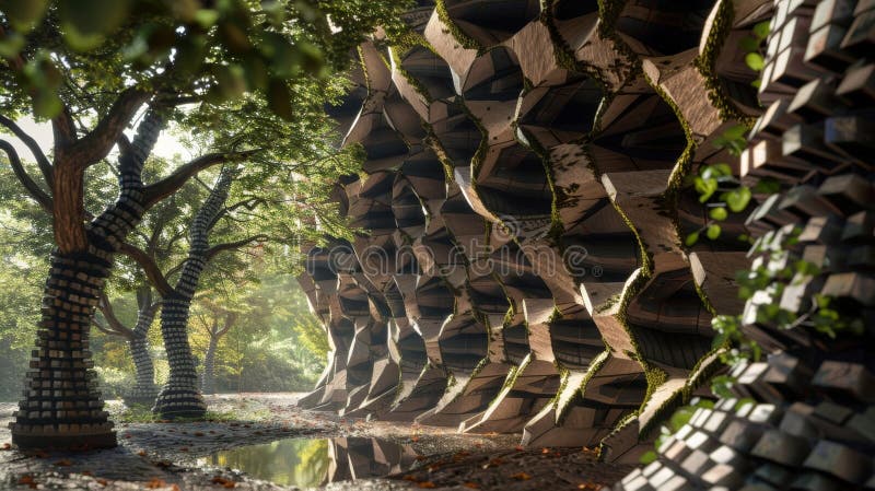 Geometric Patterns Resembling Tree Bark and Leaves Come Together To ...