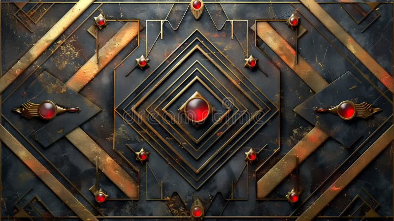 Geometric Patterns with Ruby Accents and Metallic Tones Stock ...