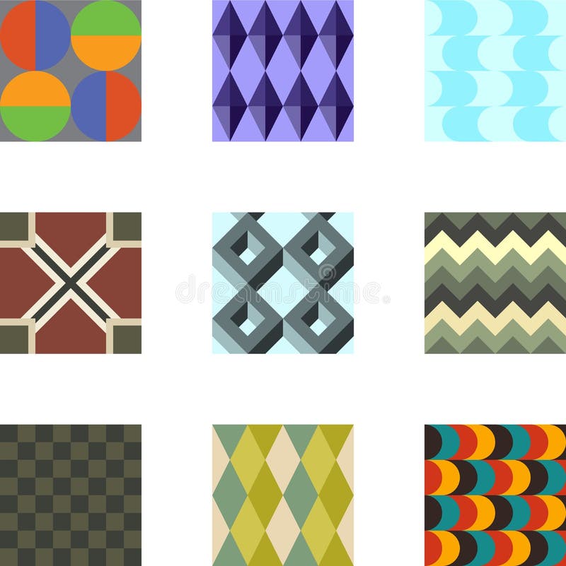 Geometric Patterns Set 3 stock vector. Illustration of tileable - 9048646