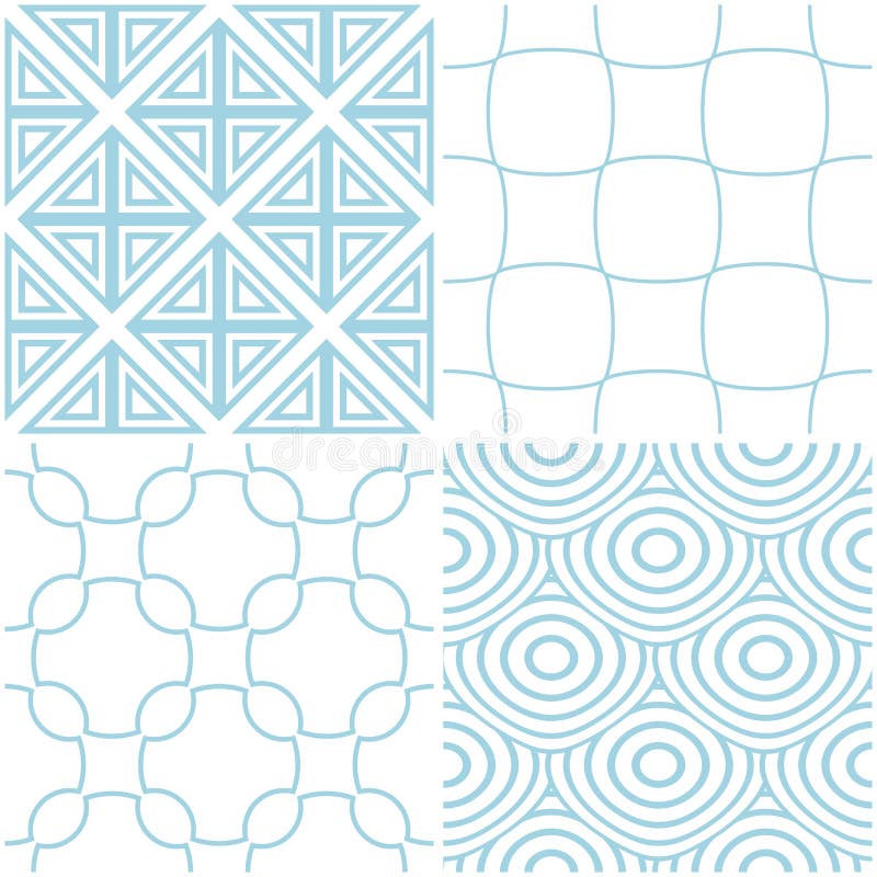 Geometric Patterns. Set of Blue Elements on White Stock Vector ...