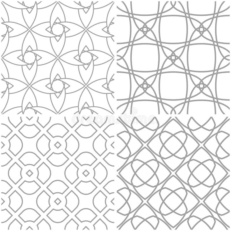 Geometric Patterns. Set of Light Gray and White Seamless Backgrounds ...