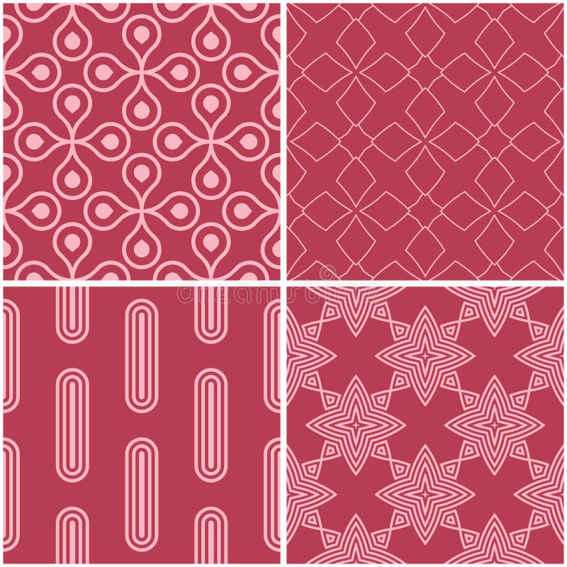 Geometric Patterns. Set of Pale Red Seamless Backgrounds Stock Vector ...