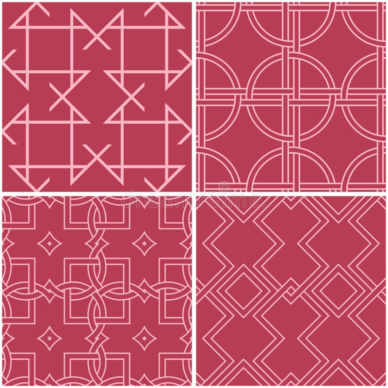 Geometric Patterns. Set of Pale Red Seamless Backgrounds Stock Vector ...