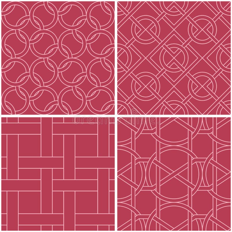 Geometric Patterns. Set of Pale Red Seamless Backgrounds Stock Vector ...
