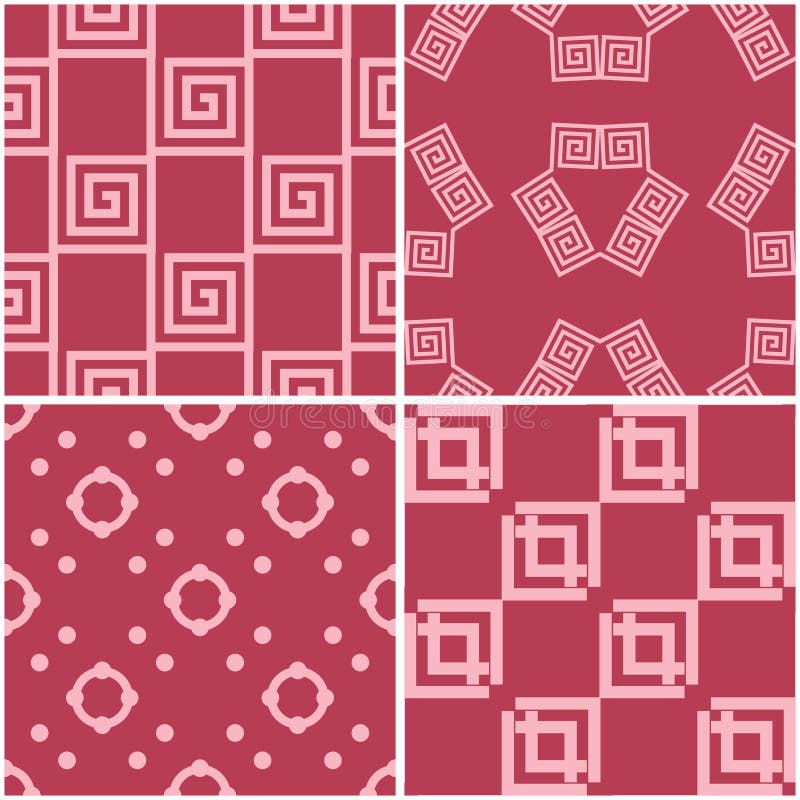 Geometric Patterns. Set of Pale Red Seamless Backgrounds Stock Vector ...