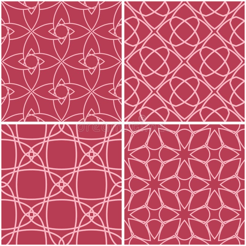 Geometric Patterns. Set of Pale Red Seamless Backgrounds Stock Vector ...