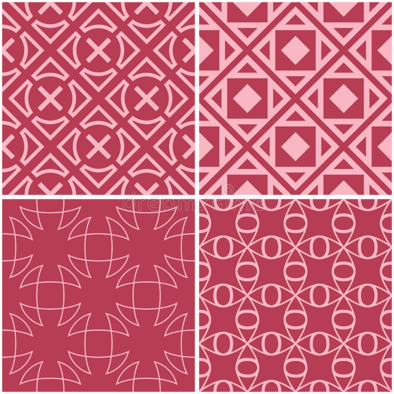 Geometric Patterns. Set of Pale Red Seamless Backgrounds Stock Vector ...