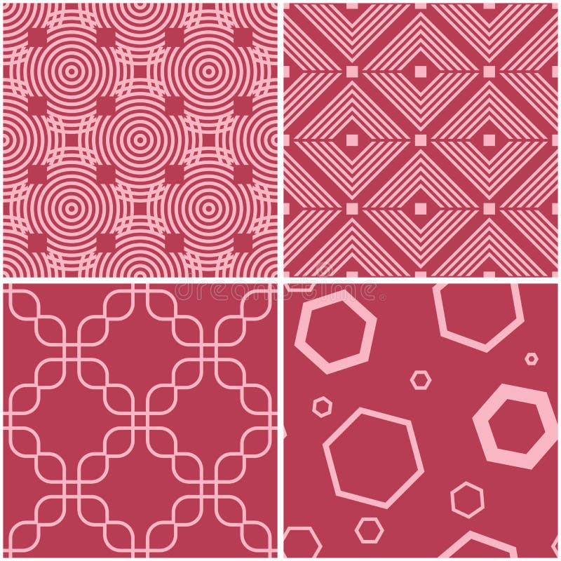 Geometric Patterns. Set of Pale Red Seamless Backgrounds Stock Vector ...