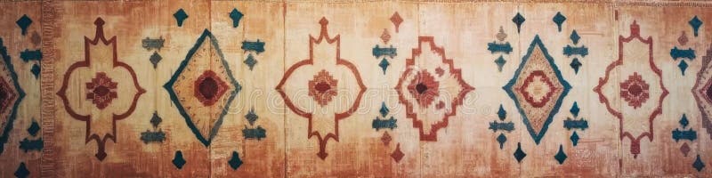 Geometric Patterns on Traditional Rustic Wall Art with Warm Earth Tones ...